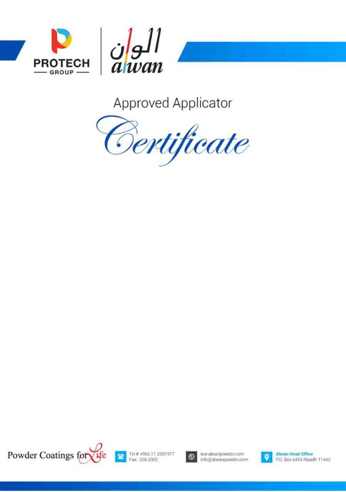 CERTIFICATES - Alwan Gulf Polyester Powder Coating